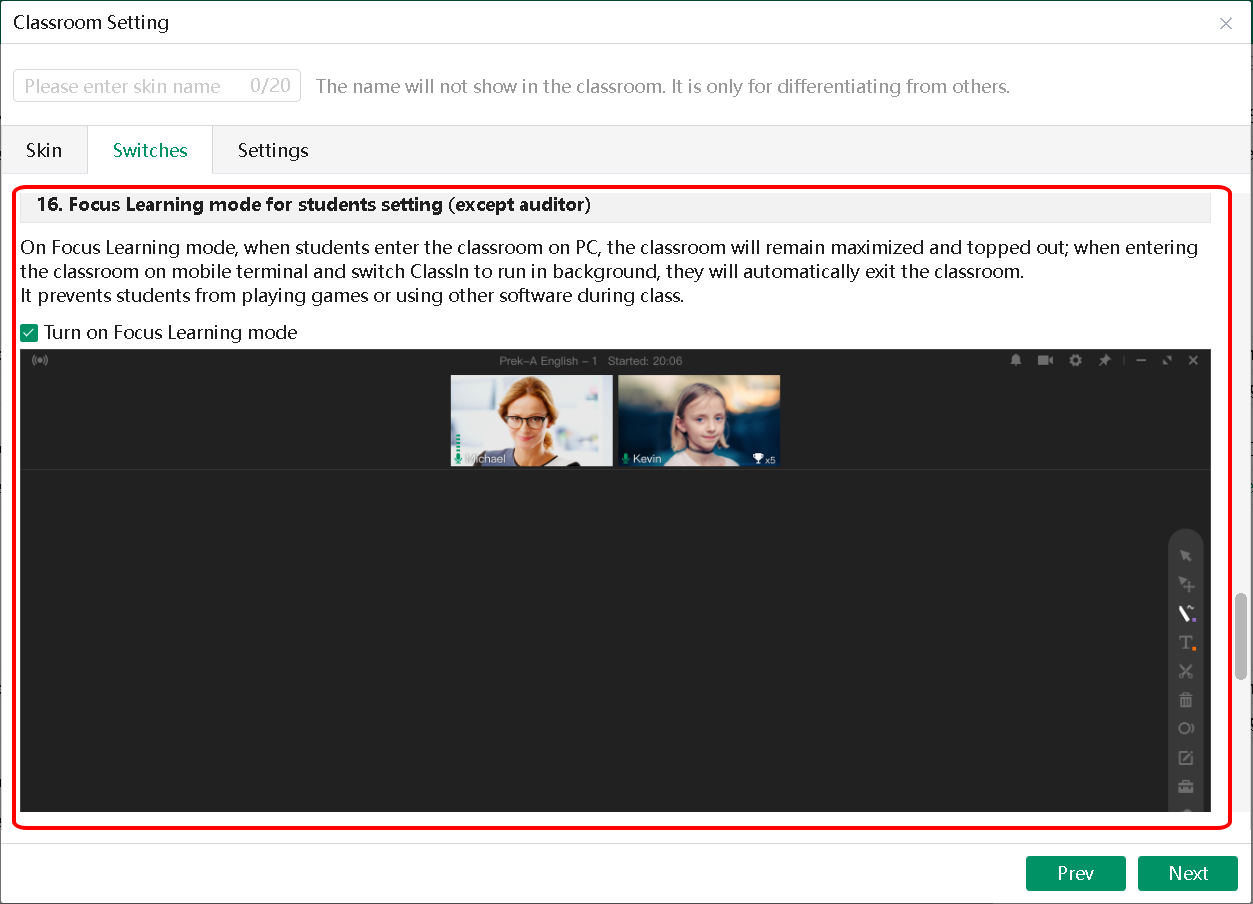 Thiết lập chế độ tập trung (Focus mode) - ClassIn Việt Nam