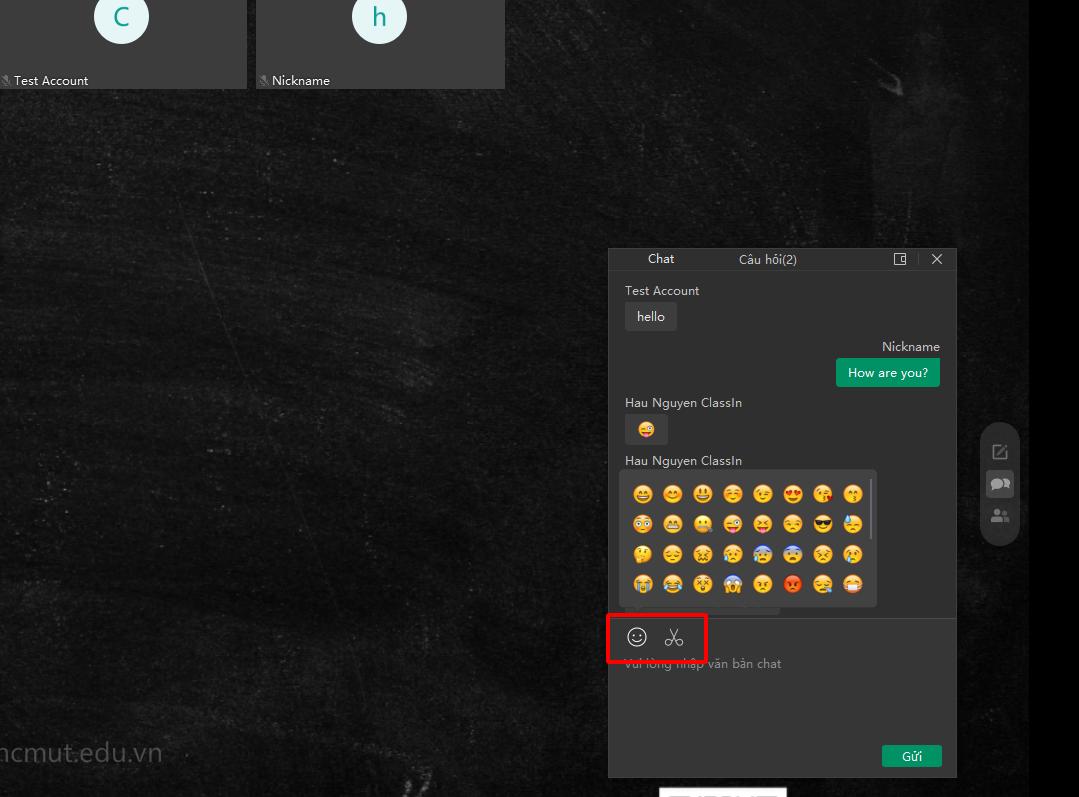 Khung chat trong lớp học ảo (Chatbox) - ClassIn Việt Nam